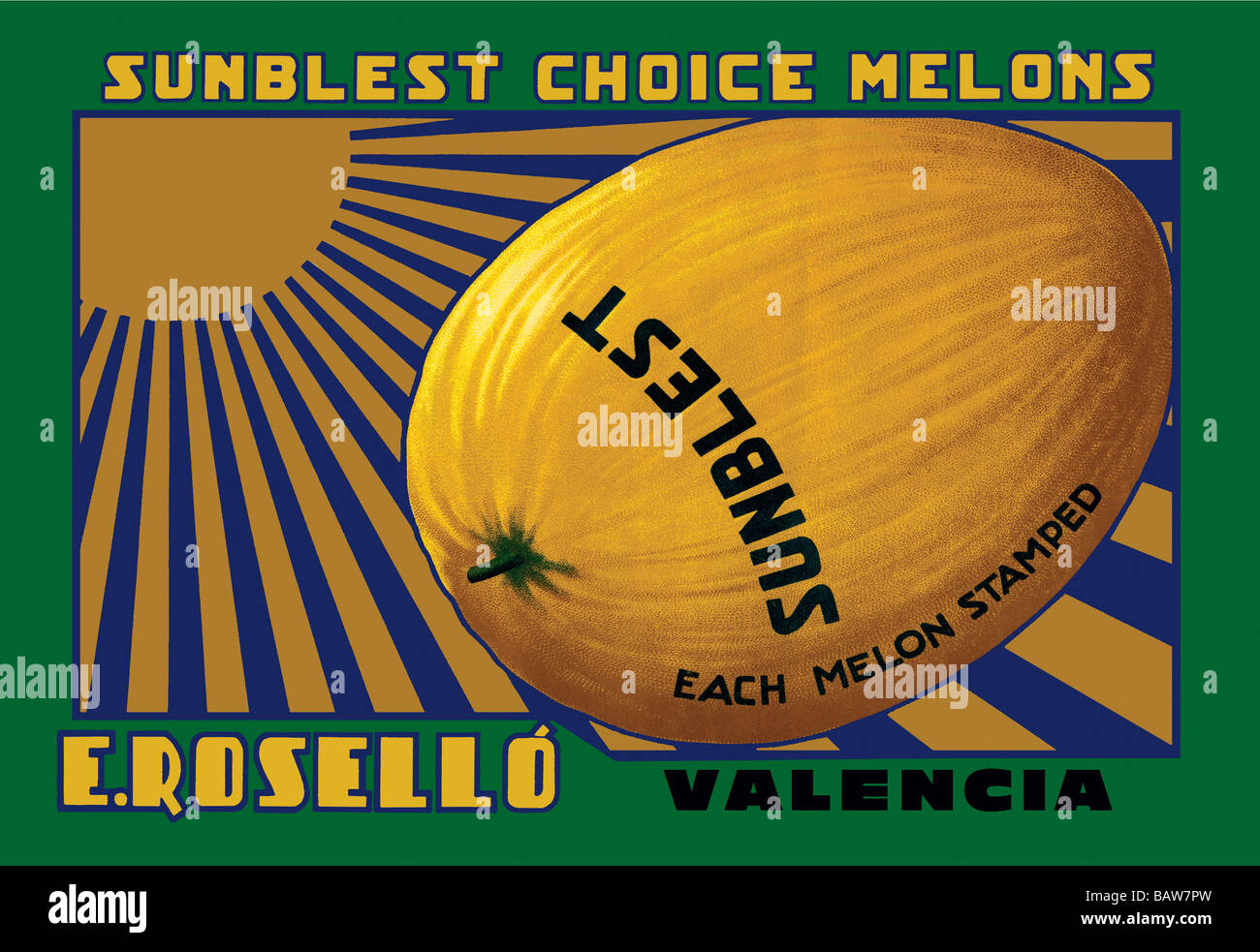 Sunblest Brand Melons Stock Photo - Alamy