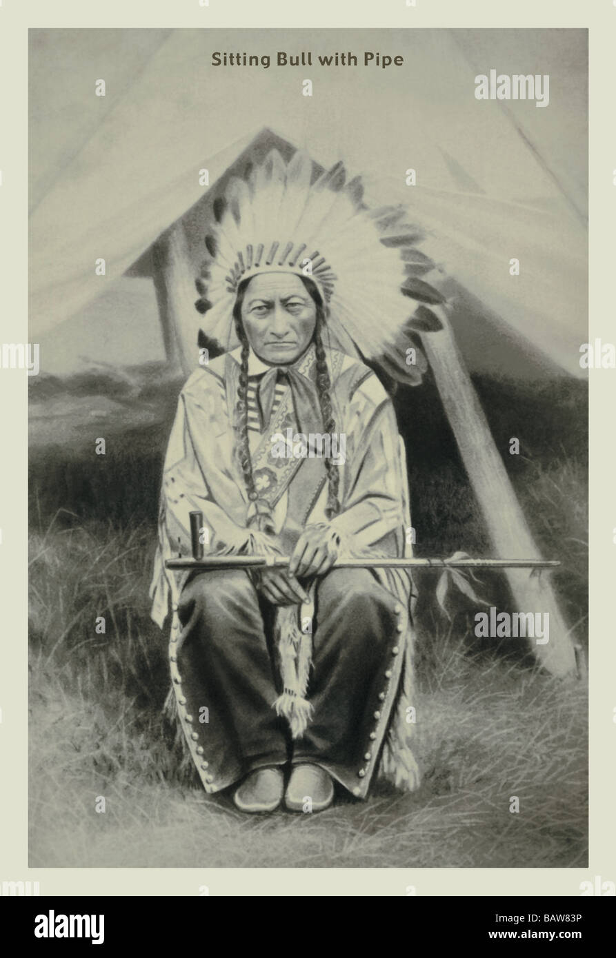 Sitting Bull with Pipe Stock Photo - Alamy