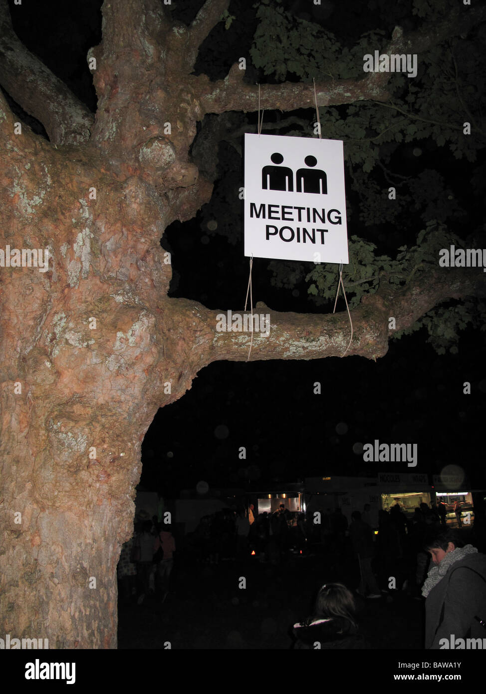 Meeting Point sign at outdoor event Stock Photo - Alamy