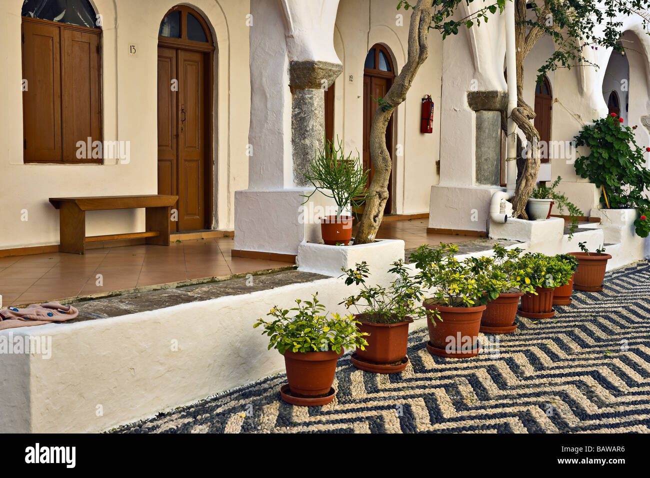 Panormitis monastery yard, Symi island, Greece Stock Photo - Alamy