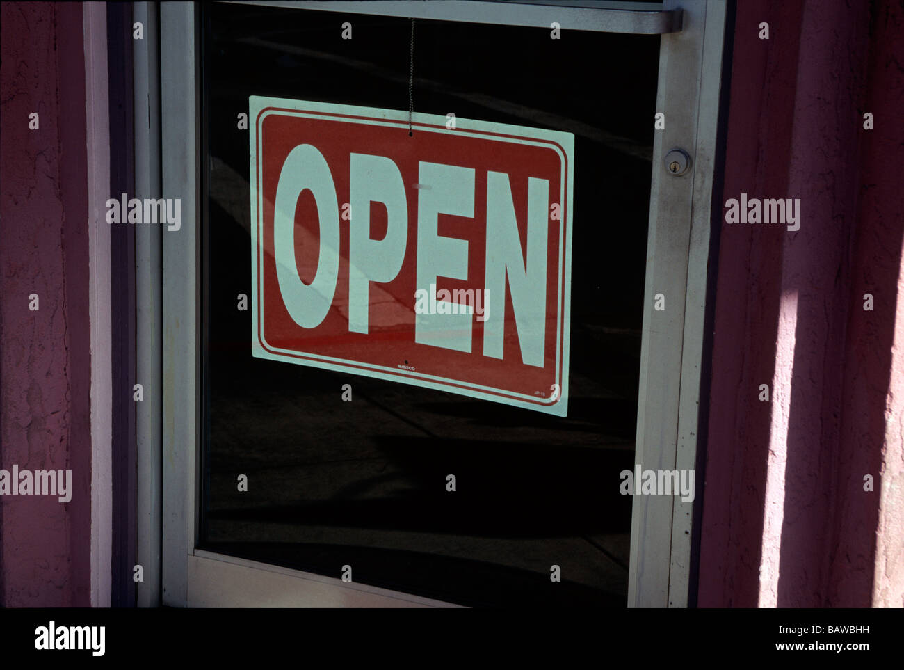 "Open sign on store door, USA Stock Photo - Alamy