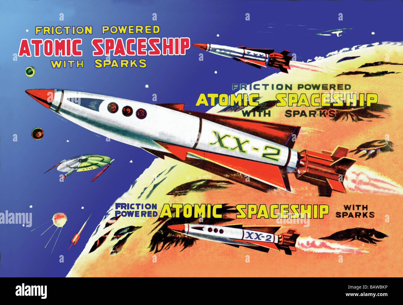 Friction Powered Atomic Spaceship with Sparks Stock Photo - Alamy