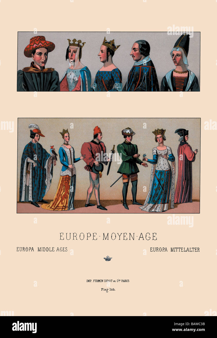 Civil Costumes of the French Nobility,1364-1461 #1 Stock Photo - Alamy