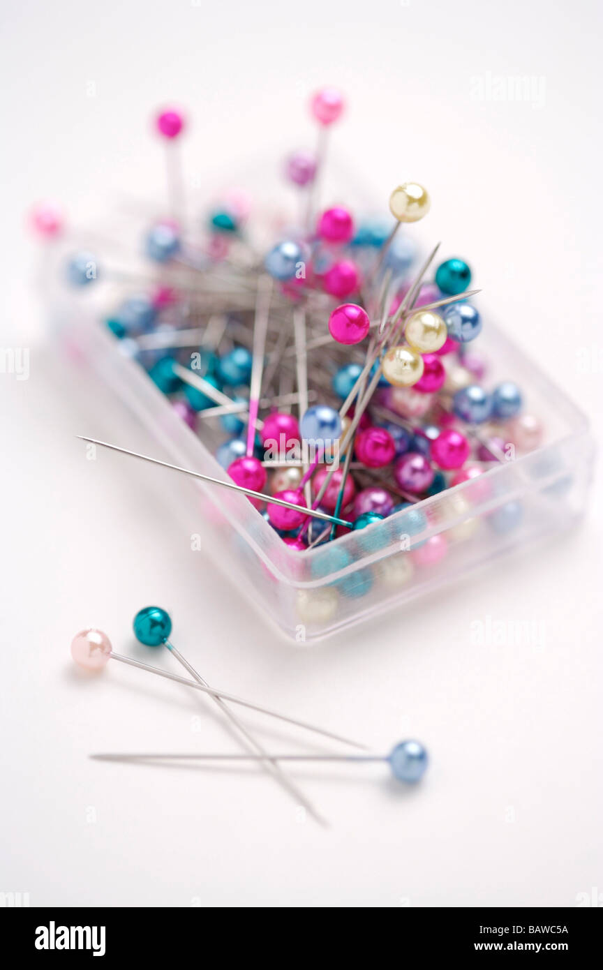 Pins in tray Stock Photo - Alamy