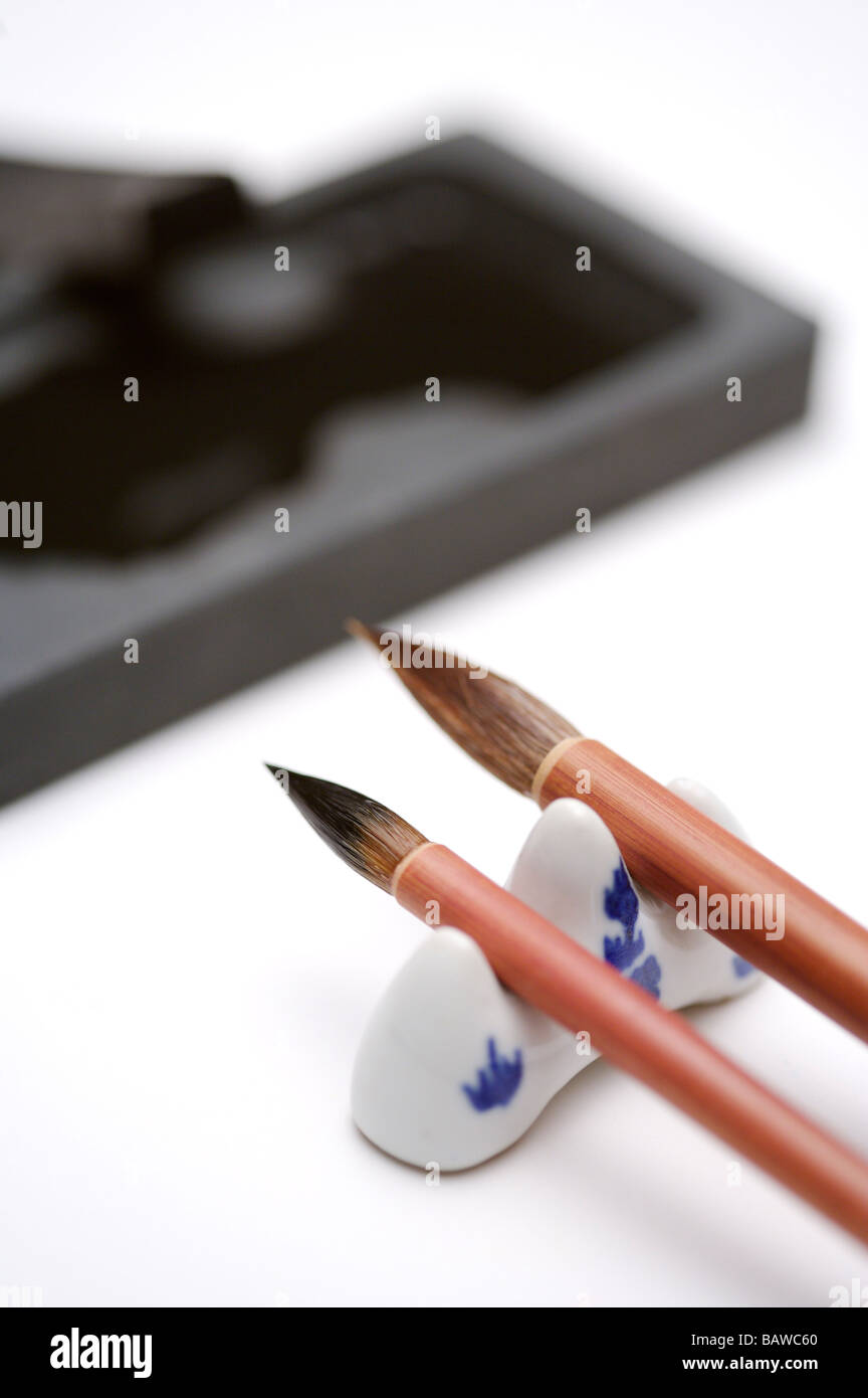 Paintbrush chinese calligraphy Stock Photo - Alamy