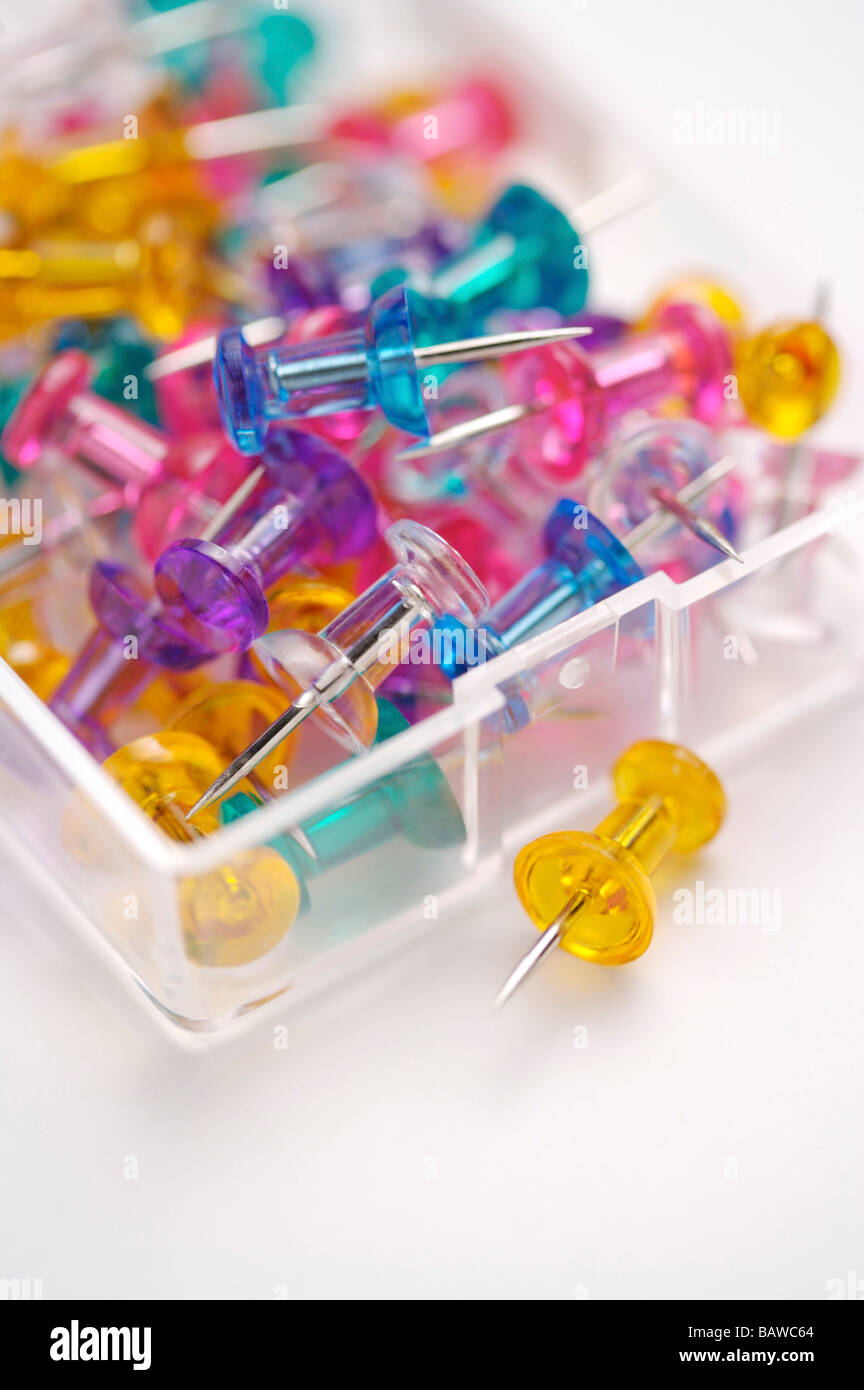 Thumbtack in tray Stock Photo - Alamy