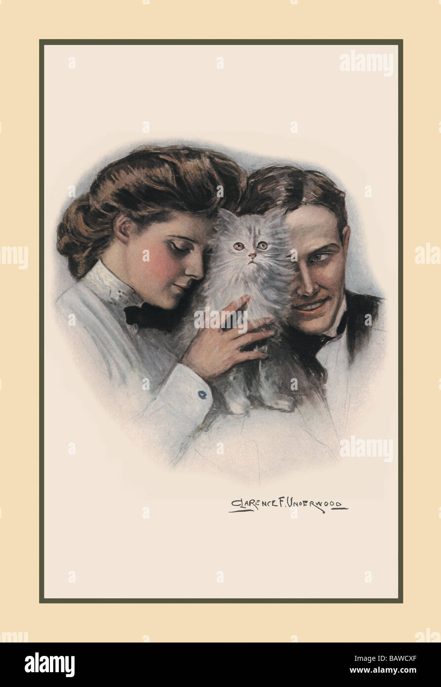 A Cat Between Them Stock Photo - Alamy