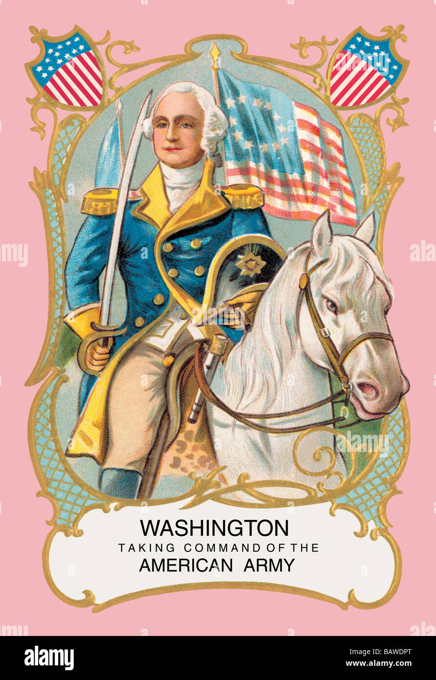 Washington Taking Command of the American Army Stock Photo - Alamy