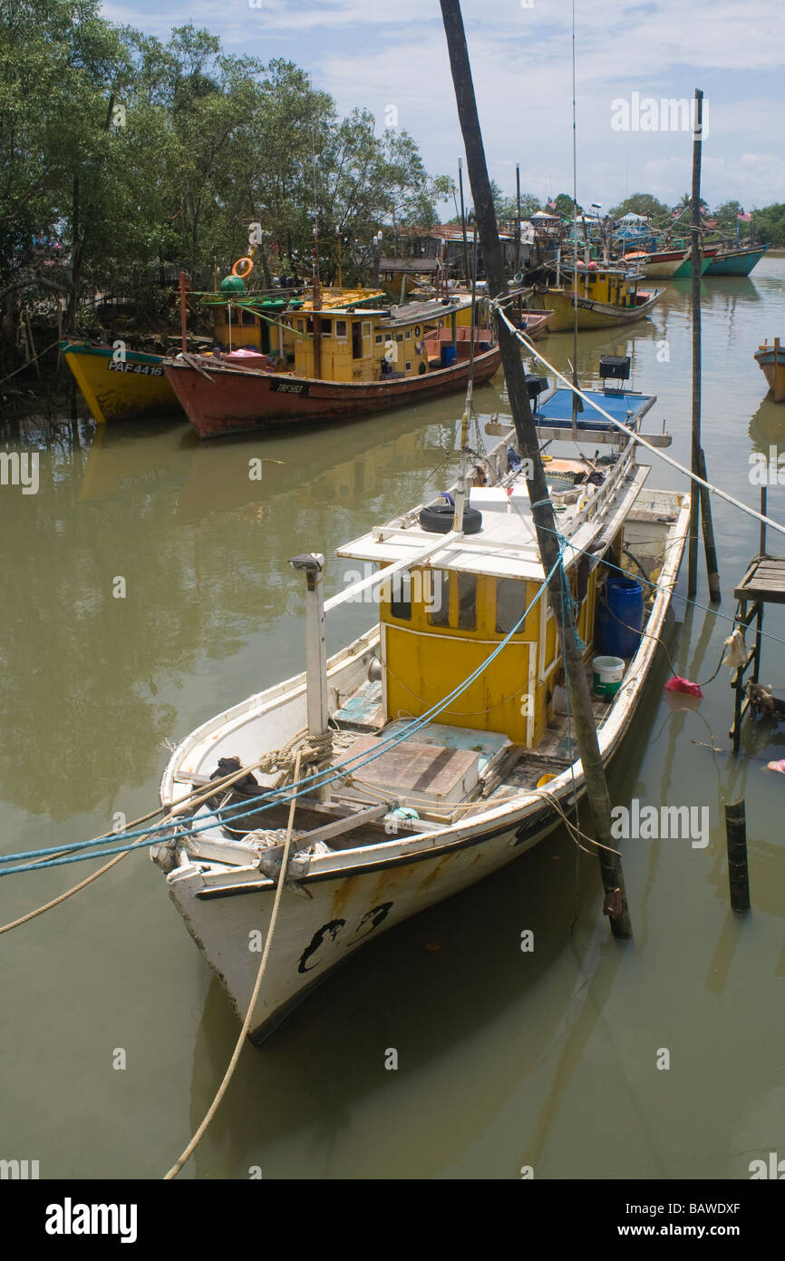 Fishing boats moored at Tanjung Api fishing village a suburb of Kuantan ...