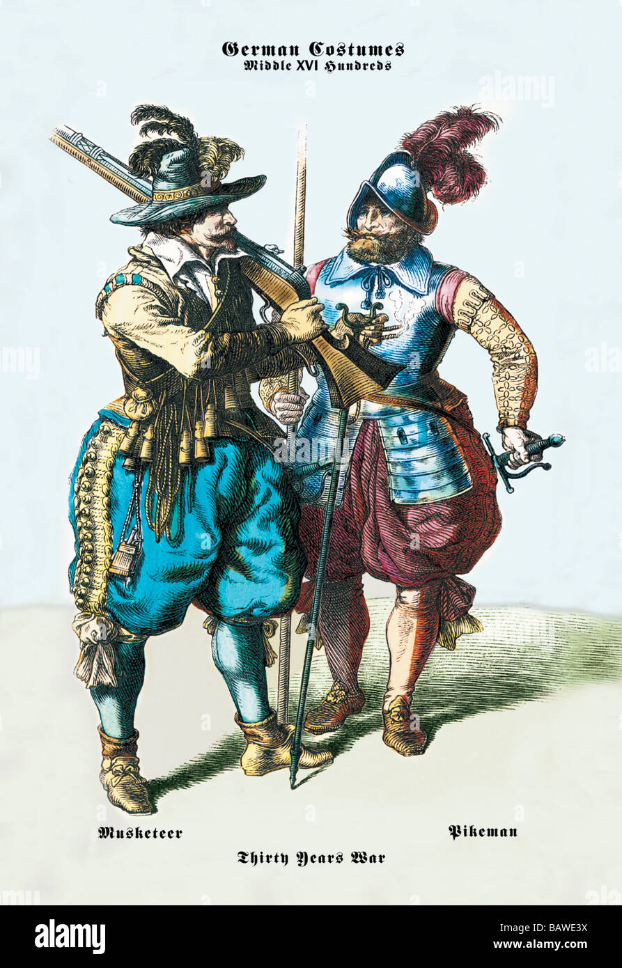German Costumes: Thirty Years War: Musketeer Stock Photo - Alamy