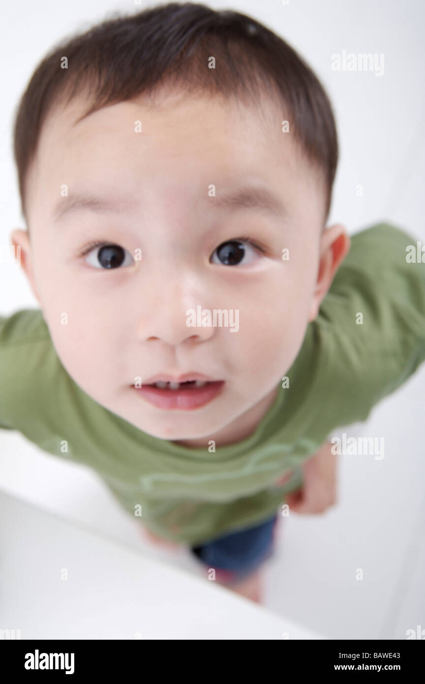 Boy portrait high angle view Stock Photo - Alamy