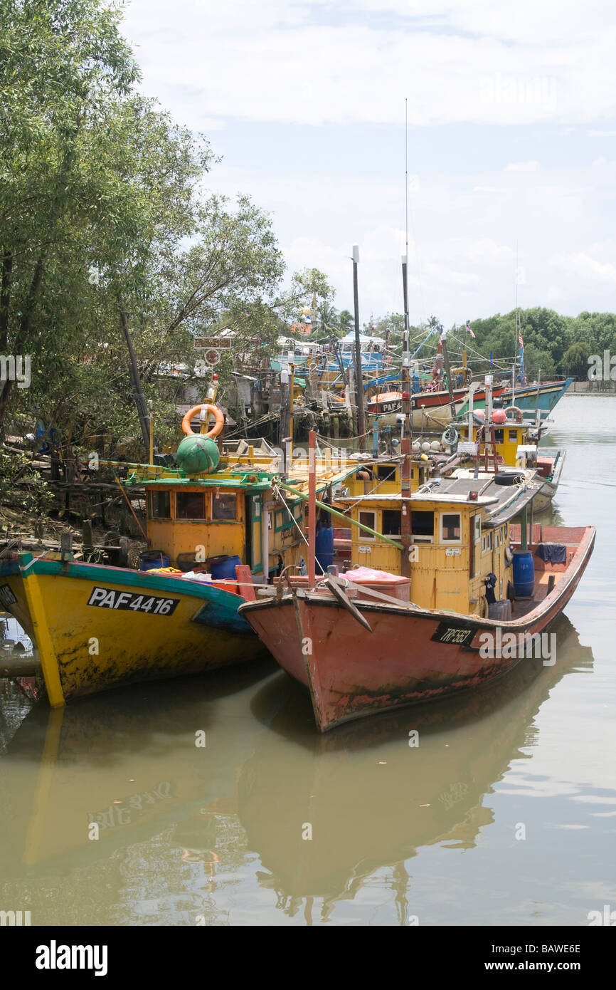 Fishing boats moored at Tanjung Api fishing village a suburb of Kuantan ...