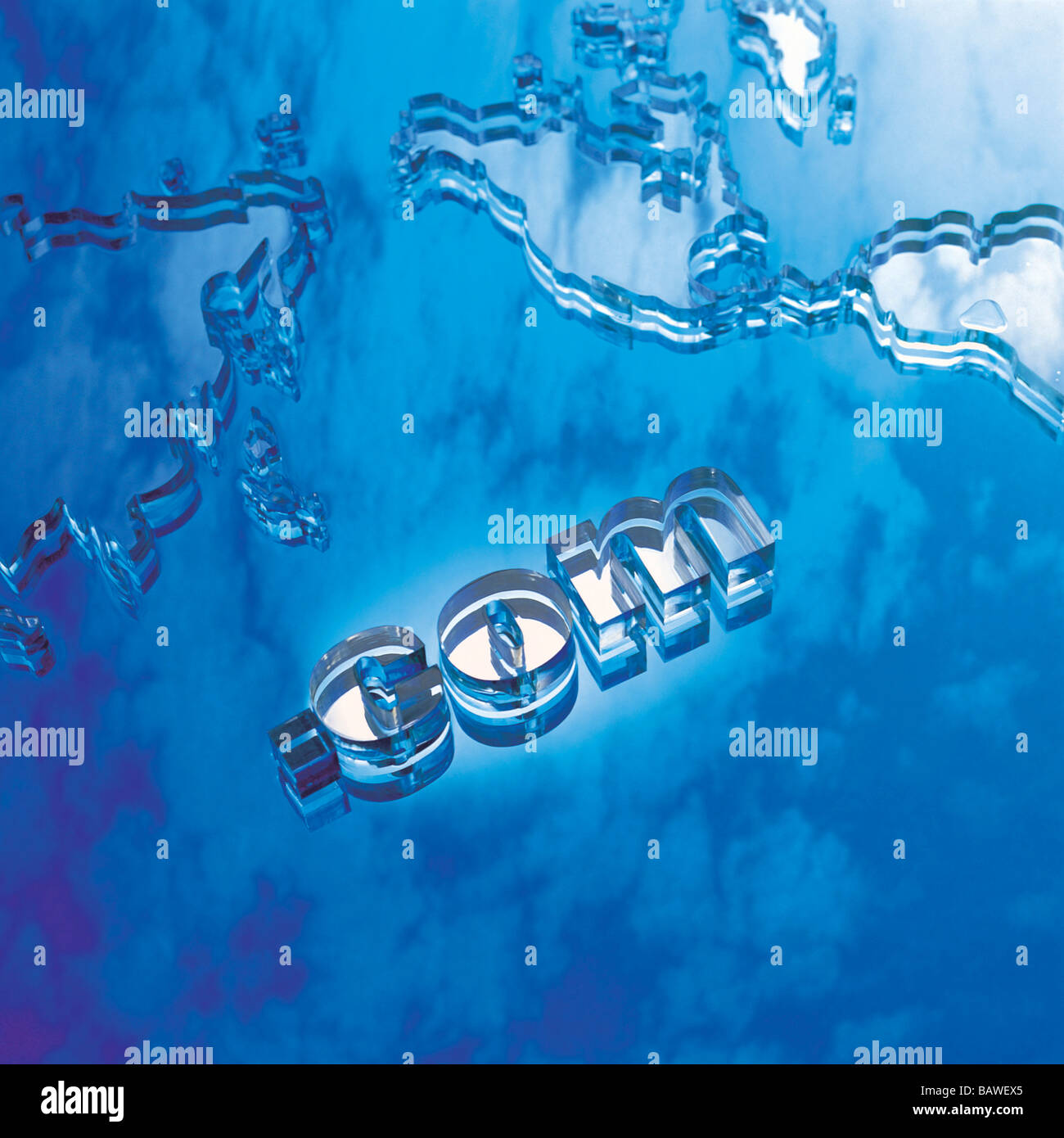 The word com on world map Stock Photo - Alamy