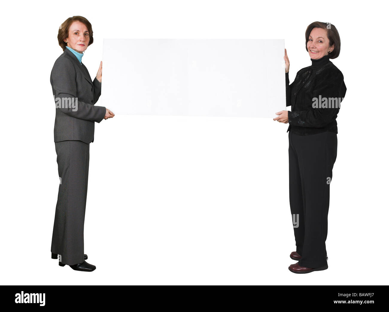business women holding a banner Stock Photo - Alamy