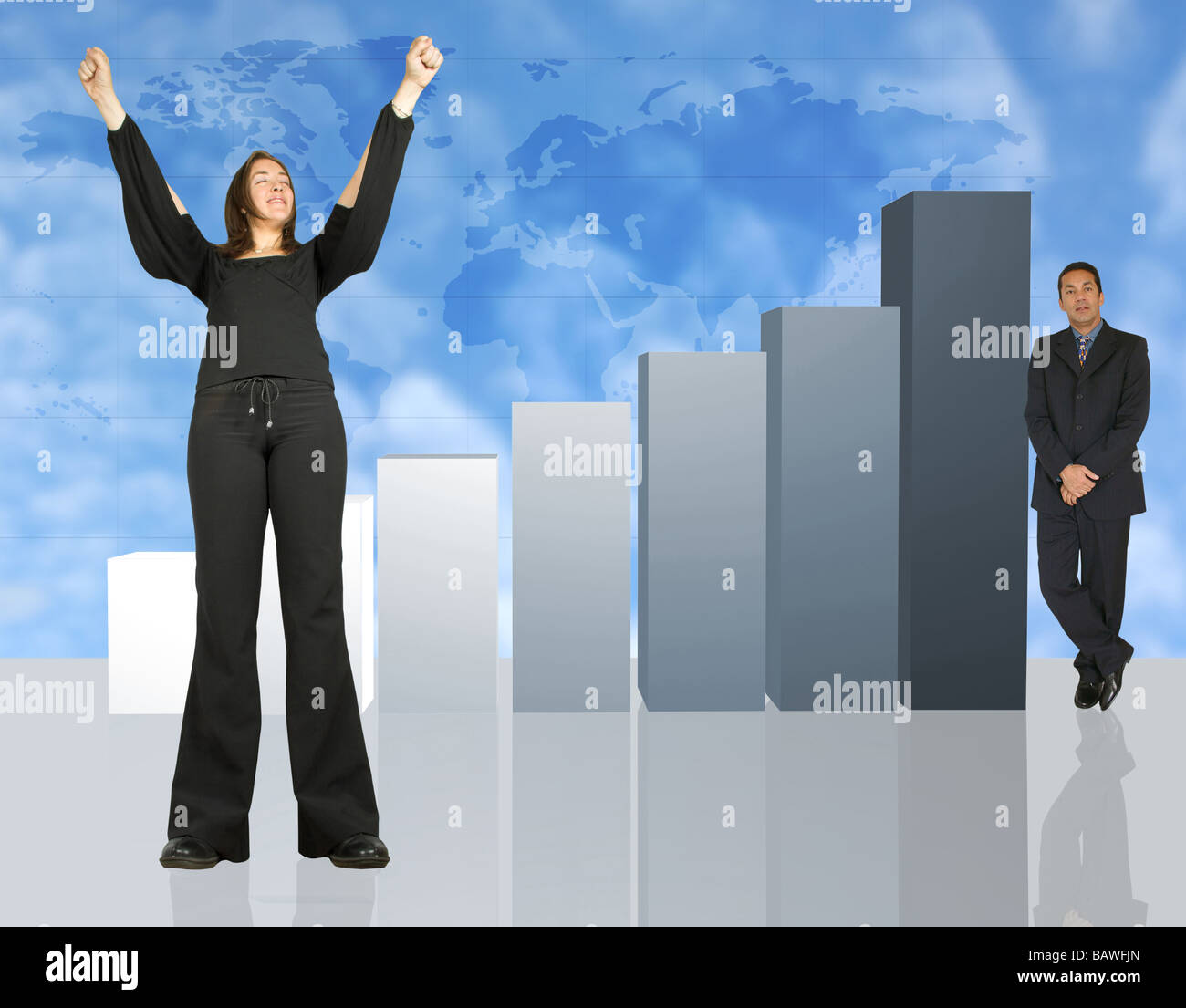 Business people - Column chart Stock Photo - Alamy