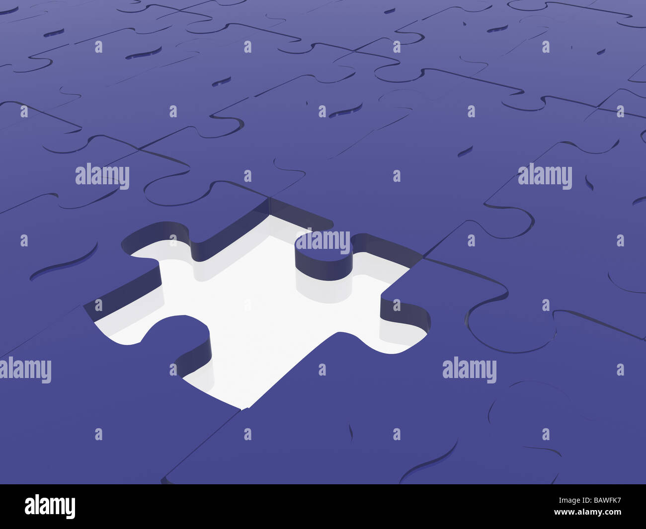 blue puzzle piece missing on white Stock Photo - Alamy
