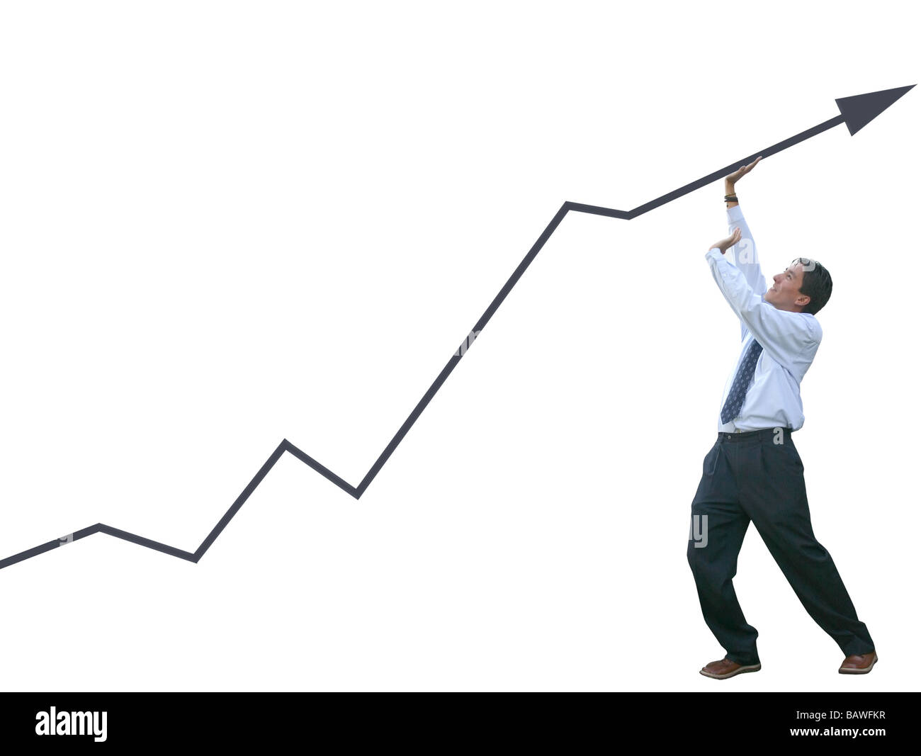 business man pushing graph - isolated Stock Photo - Alamy