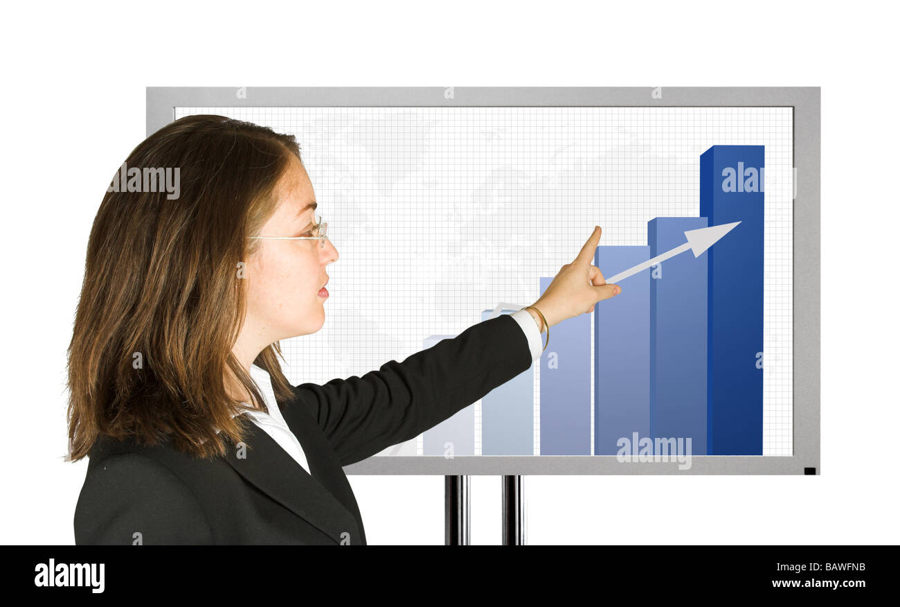 business woman presenting success stats Stock Photo - Alamy