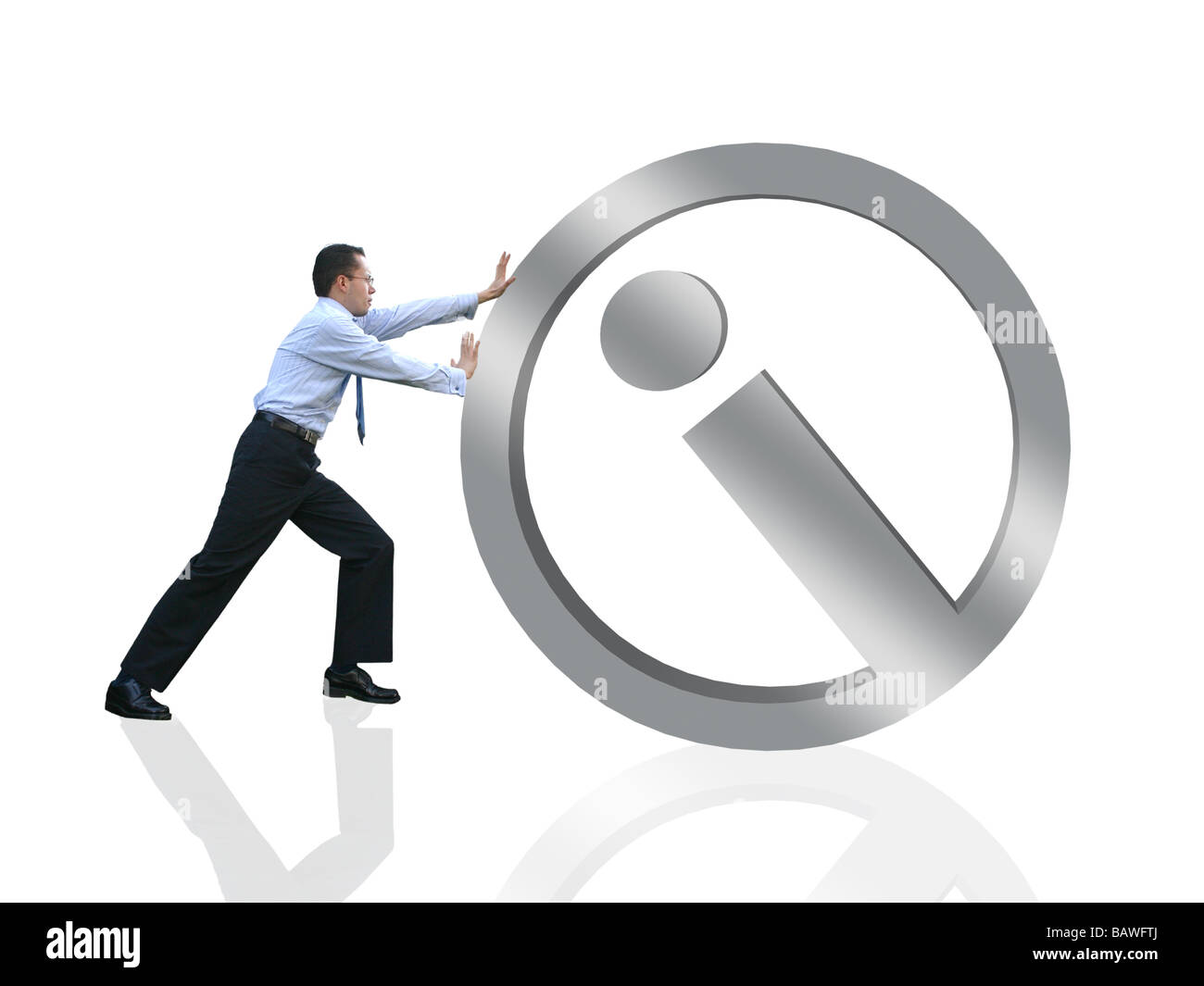 business man pushing info Stock Photo - Alamy