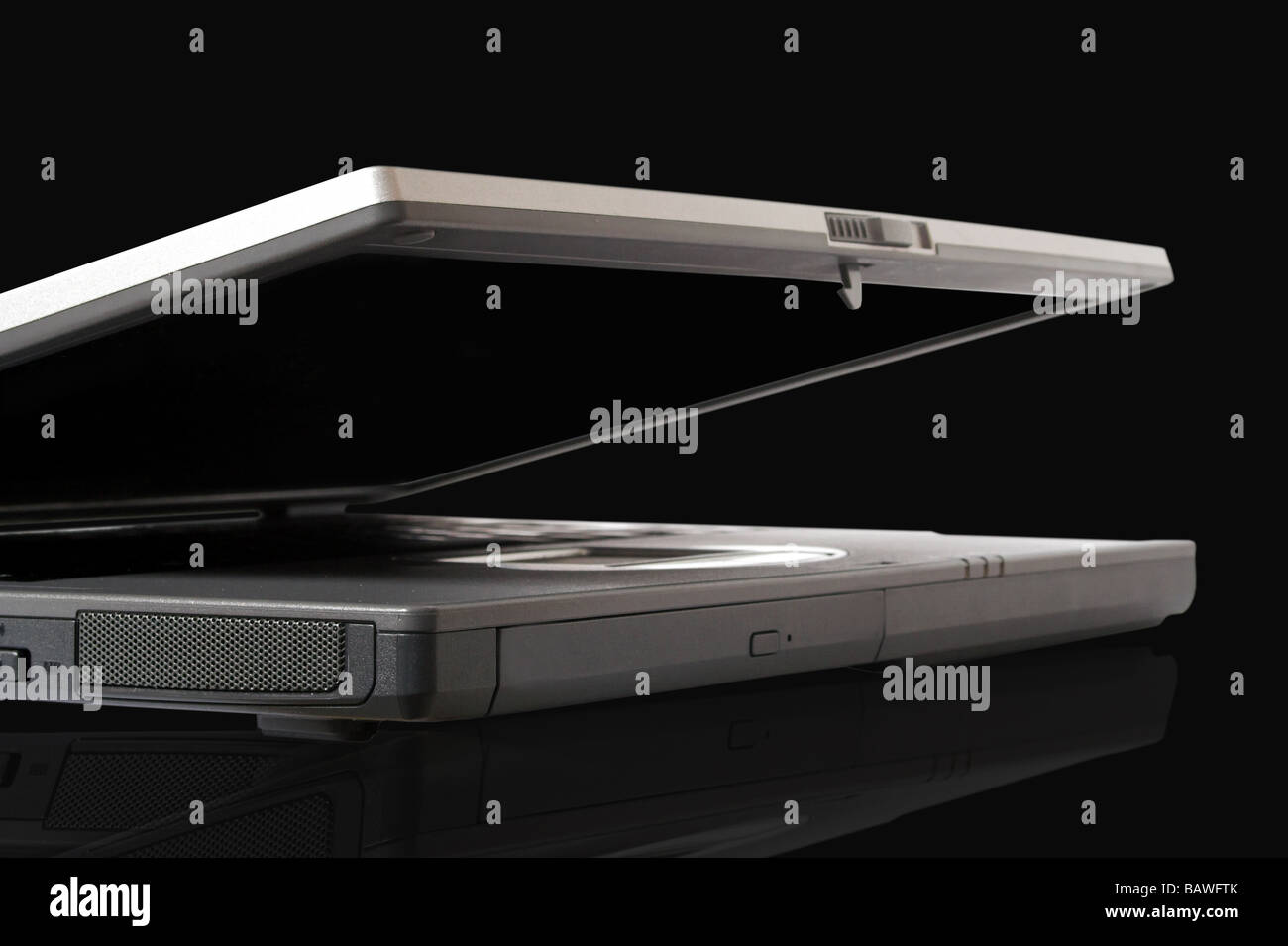 Laptop over black Stock Photo - Alamy