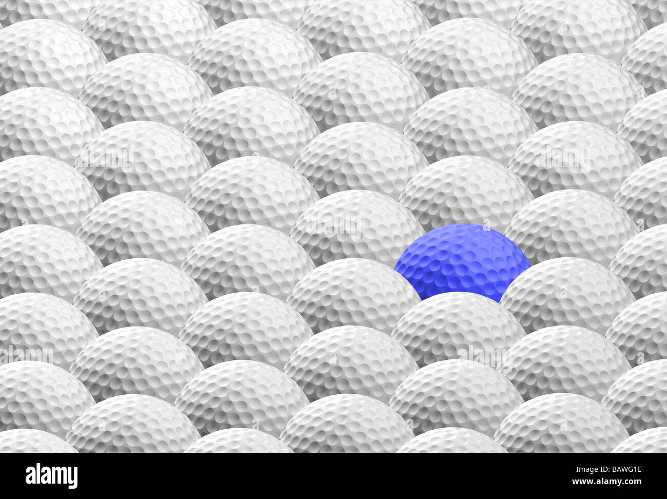 blue golf ball amongst many others Stock Photo - Alamy