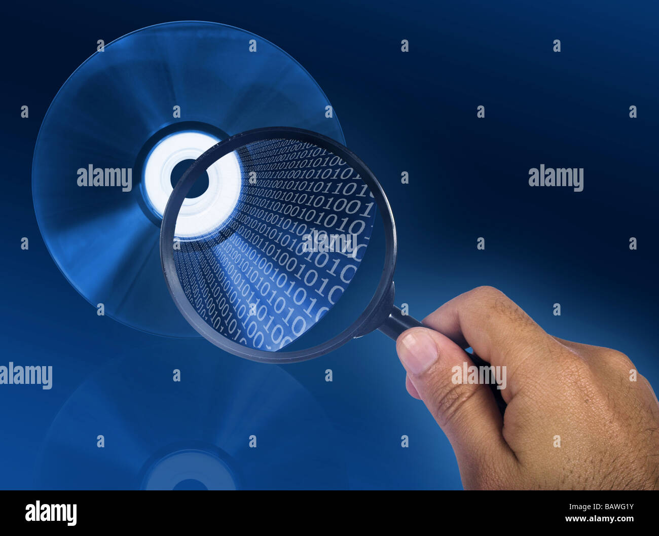Cd details on a magnifying glass Stock Photo - Alamy