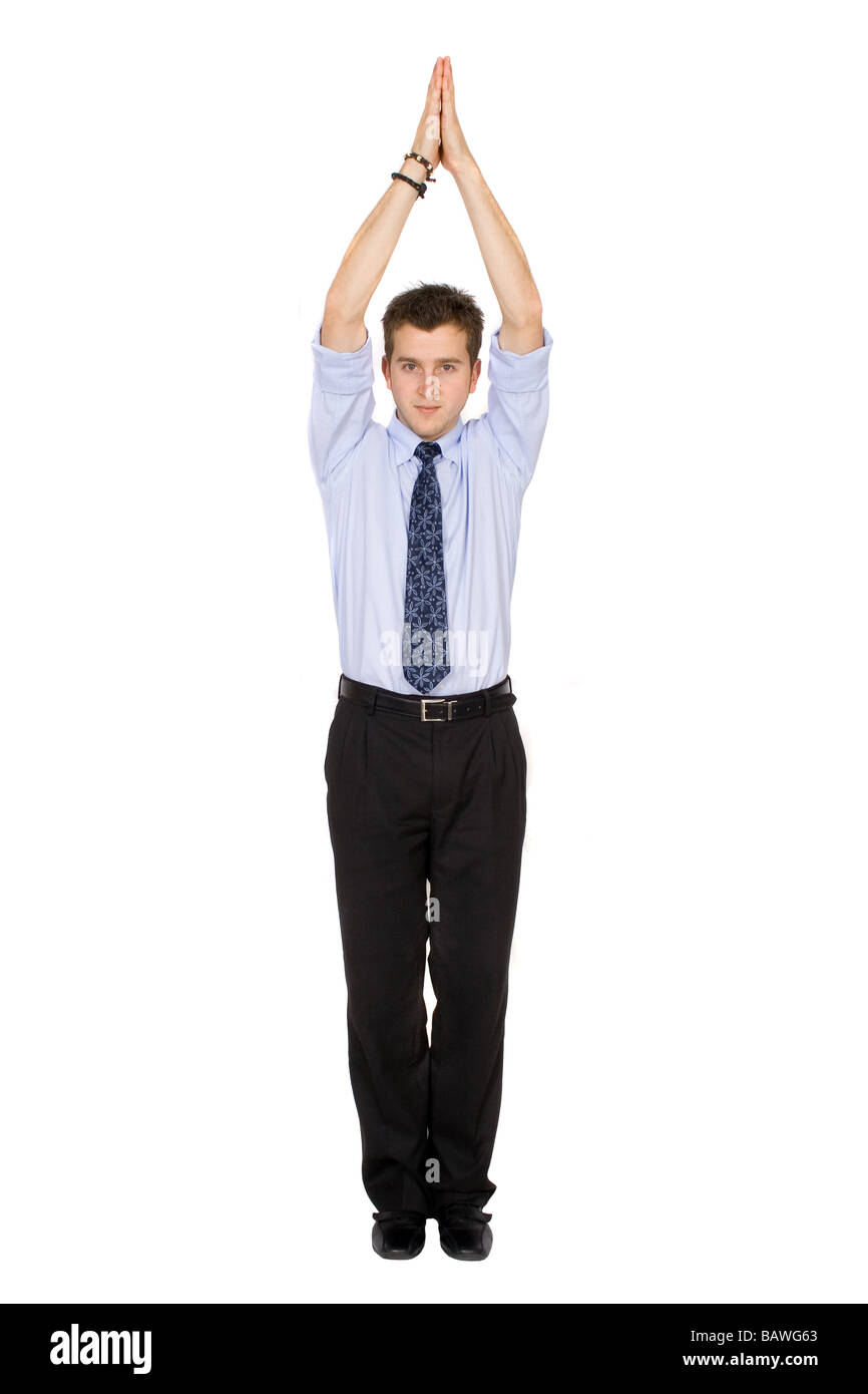 Man standing hands open legs open hi-res stock photography and images ...
