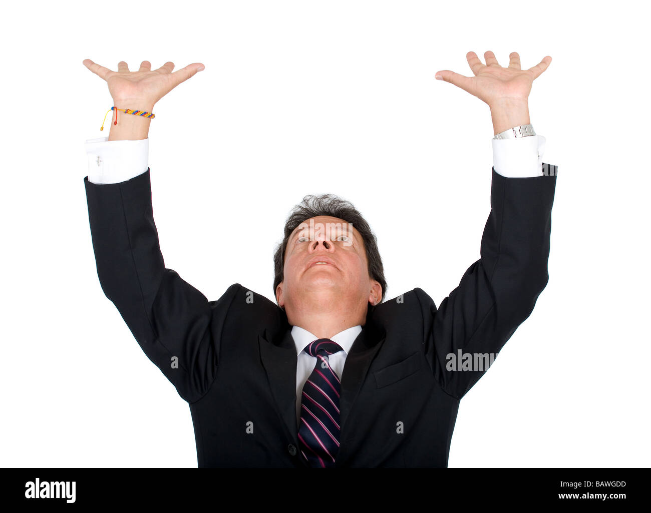 business man pushing something up Stock Photo - Alamy