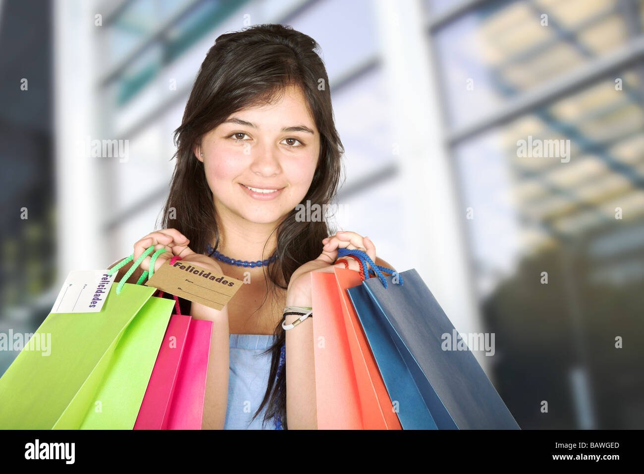 beautiful teenager with shopping bags Stock Photo - Alamy