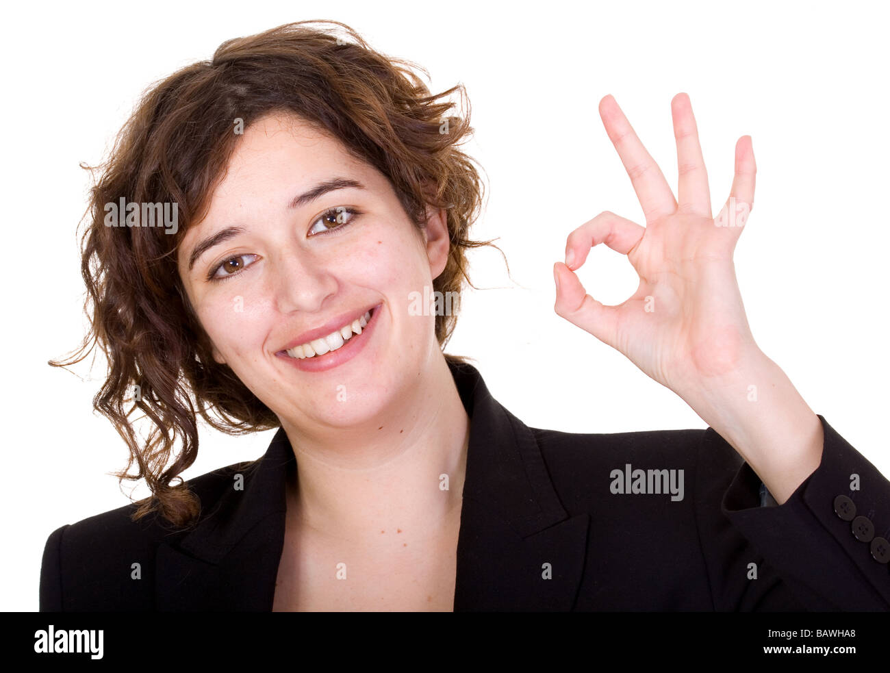 business woman doing an ok sign Stock Photo - Alamy