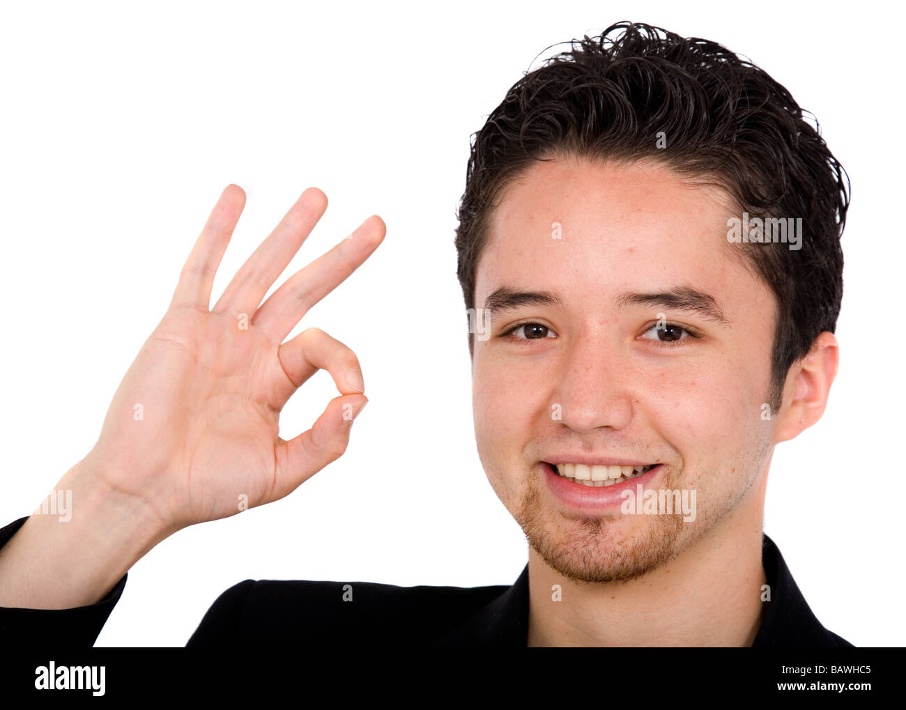 young man doing the ok sign Stock Photo - Alamy