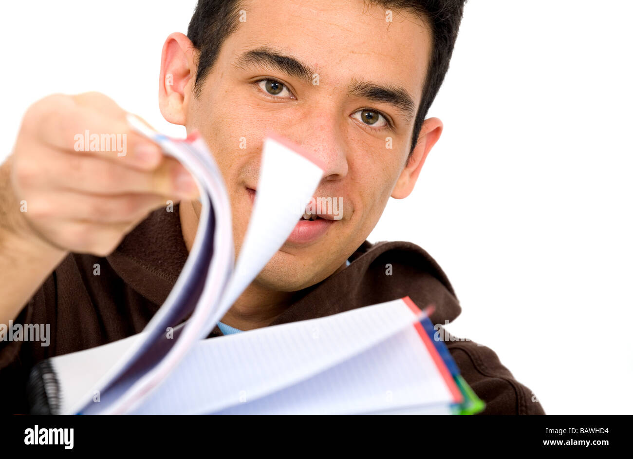 casual student flicking through pages Stock Photo - Alamy