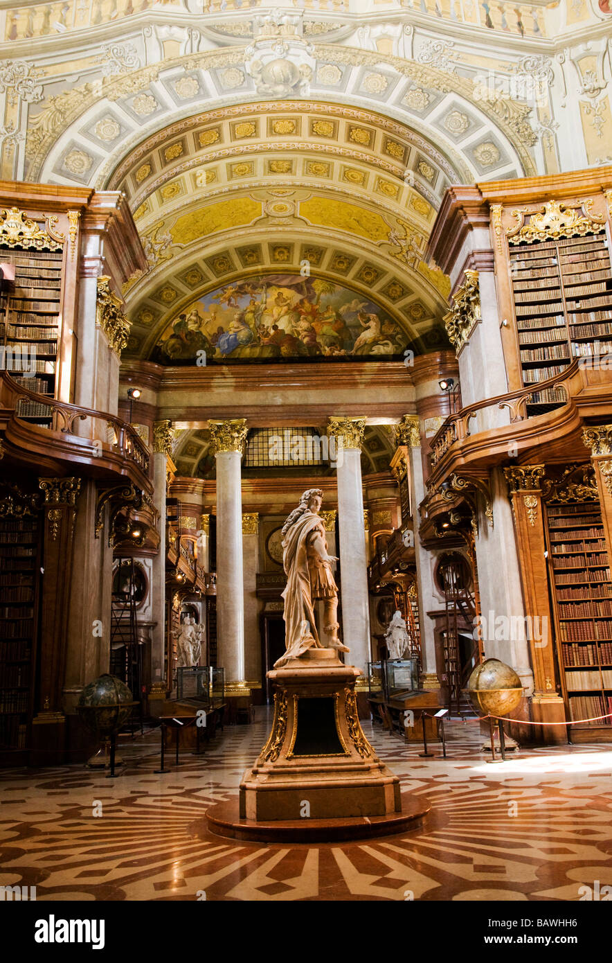 interior of the Baroque State Hall of National Library in Vienna ...