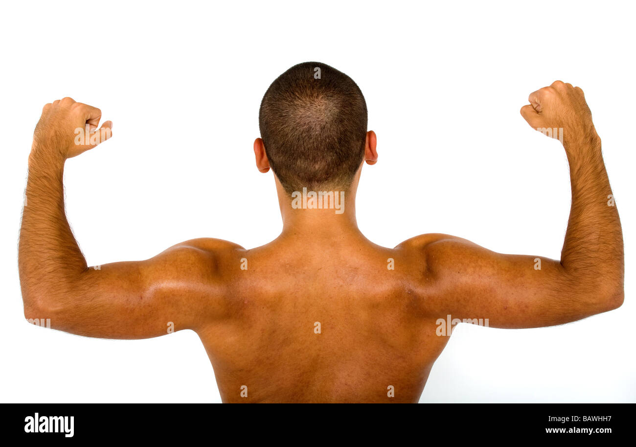 muscular male bare back Stock Photo - Alamy