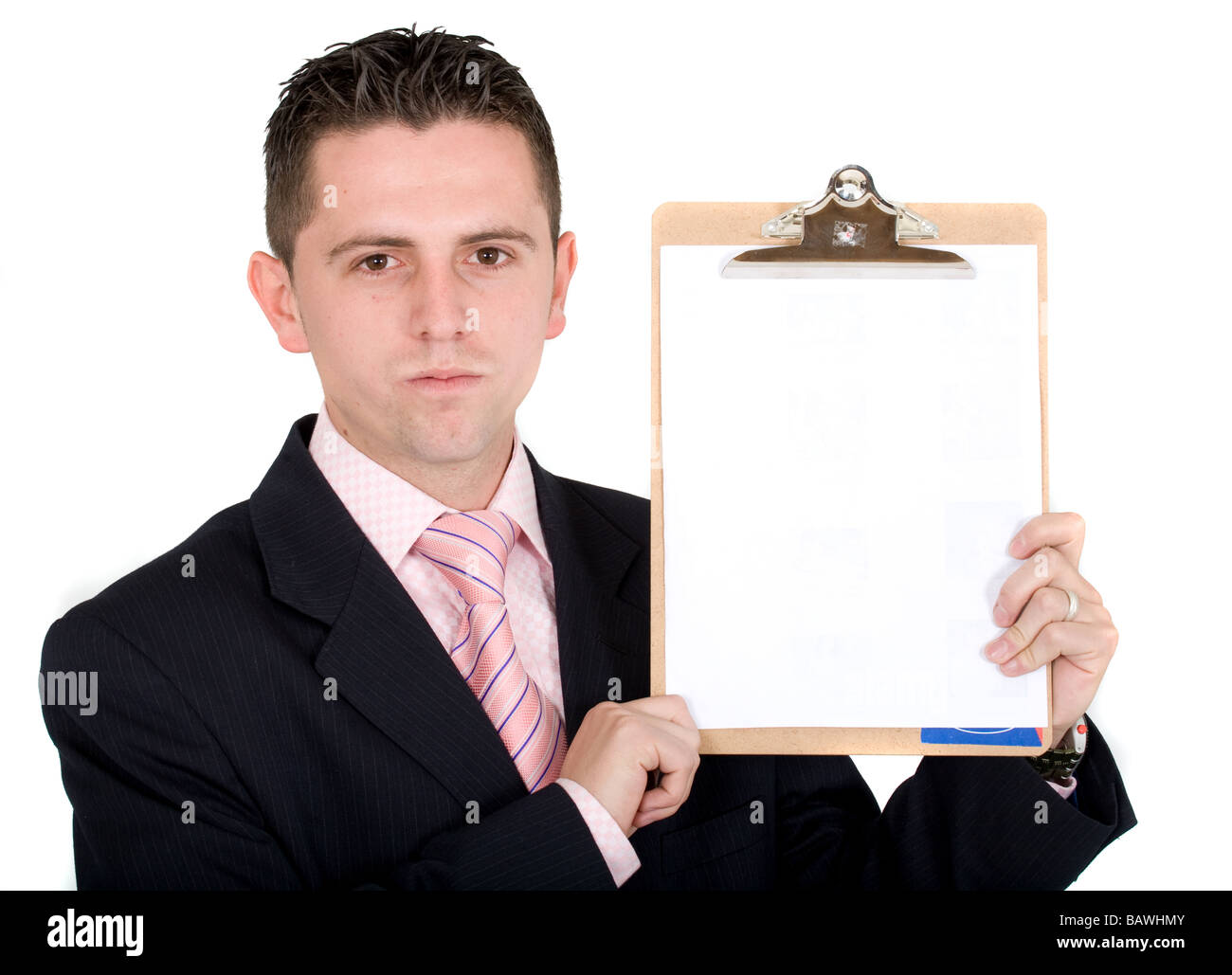 business man holding pad Stock Photo - Alamy