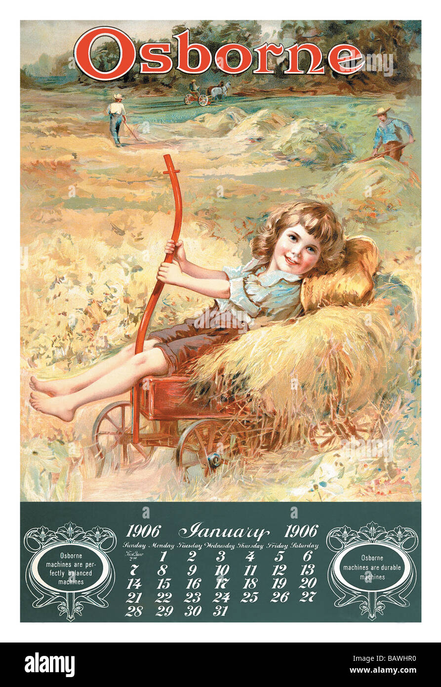 Osborne - Girl on Hay Wagon Stock Photo - Alamy
