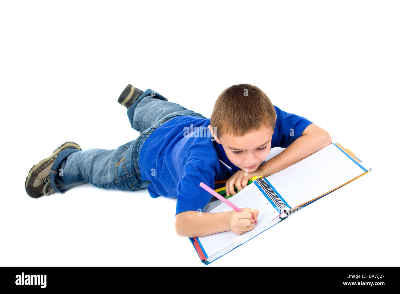 school boy doing homework Stock Photo - Alamy