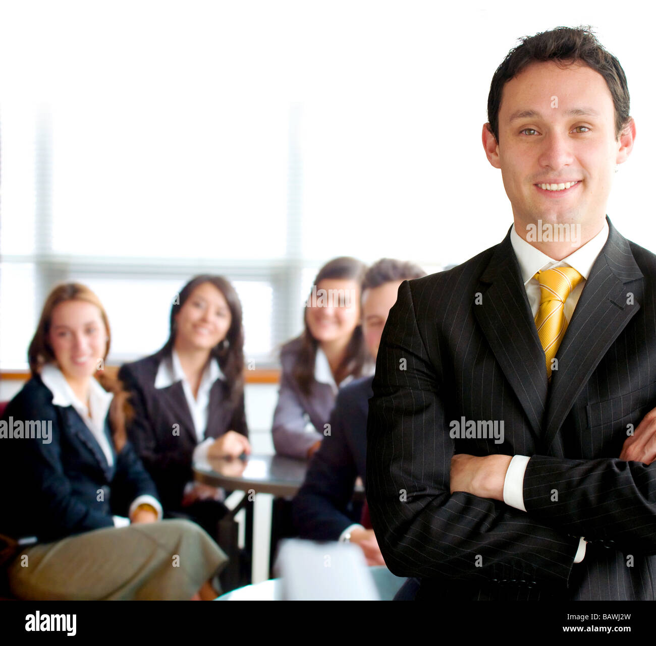 business man leading a team Stock Photo - Alamy