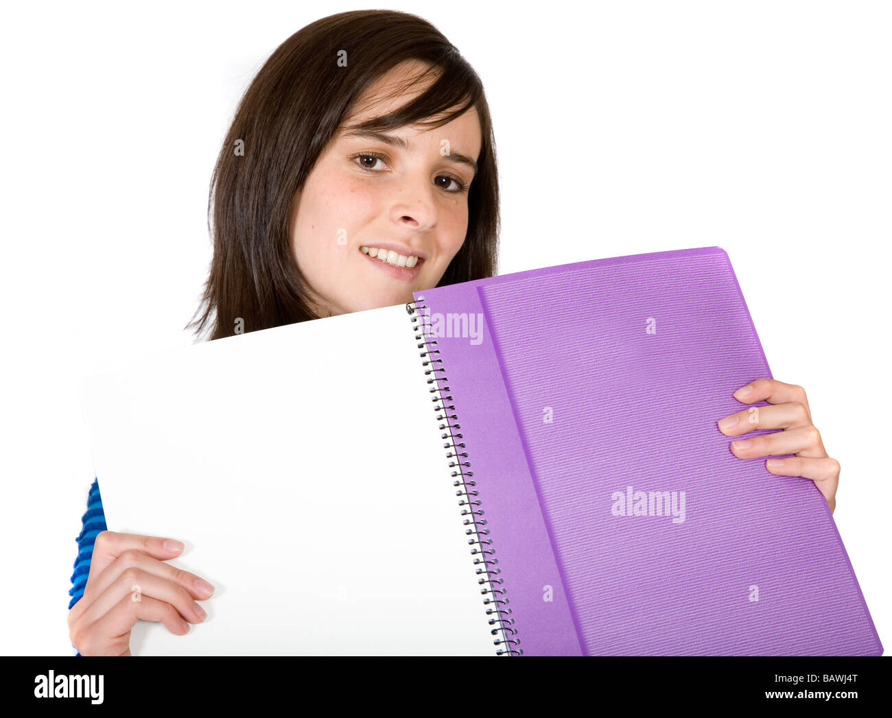 student showing notebook Stock Photo - Alamy