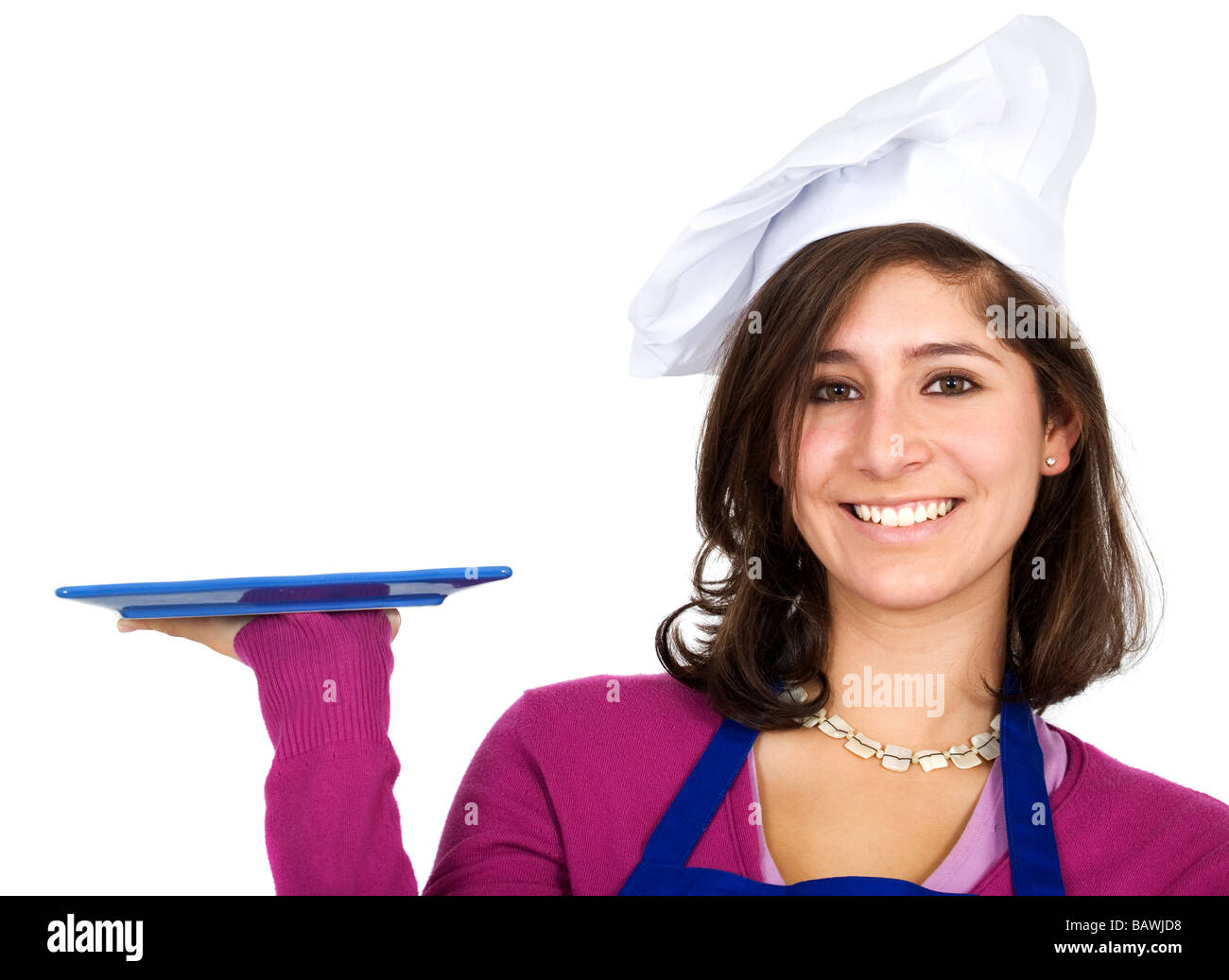 female chef with a plate Stock Photo - Alamy