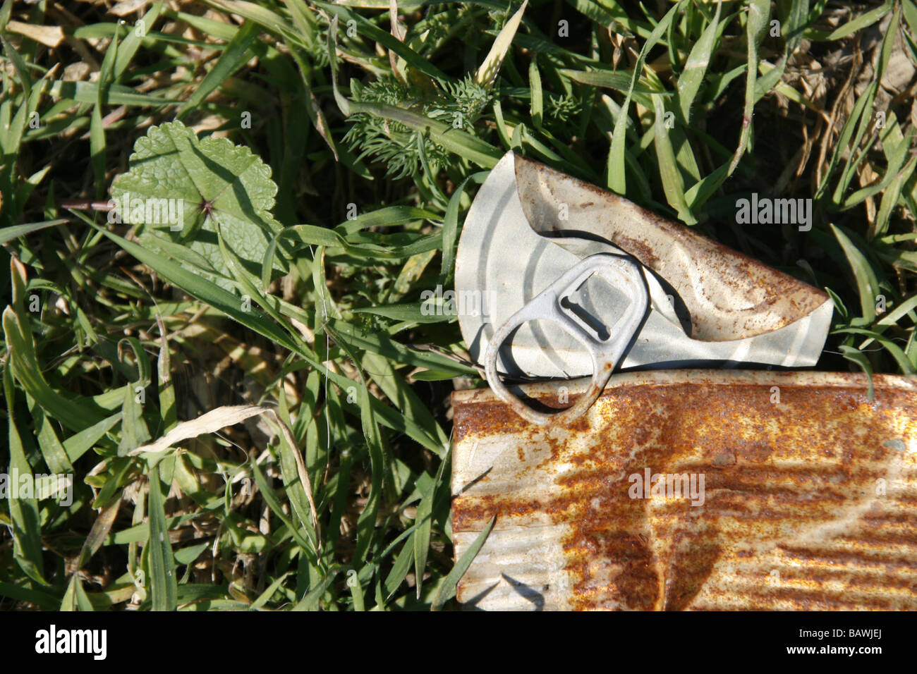 Old crushed rusty tin can hi-res stock photography and images - Alamy