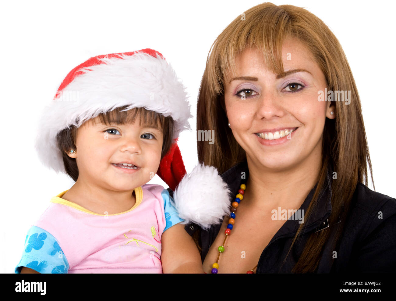 baby santa and her mum Stock Photo - Alamy