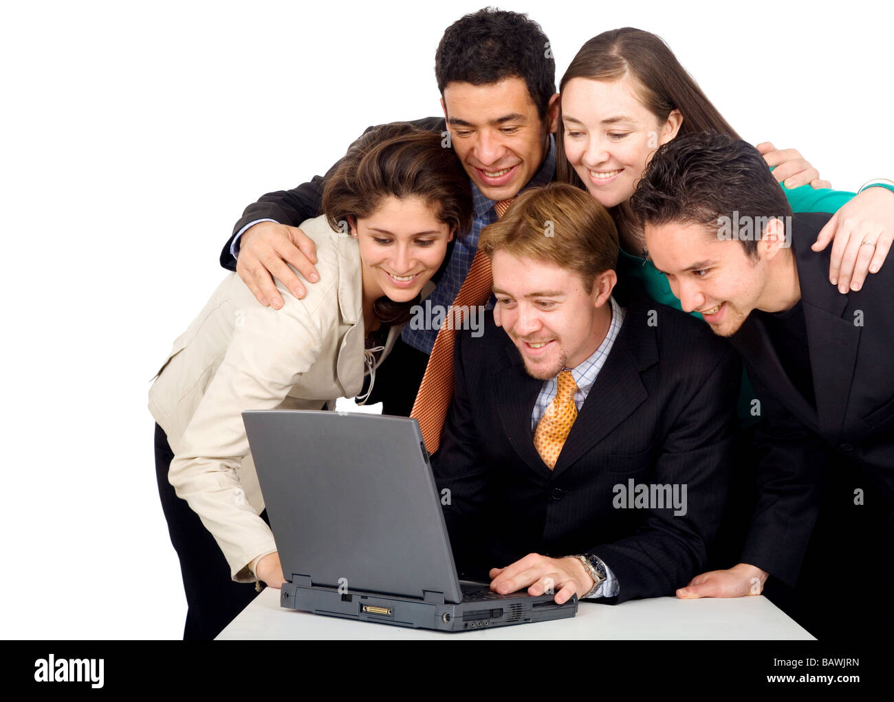 business team in an office laptop Stock Photo - Alamy