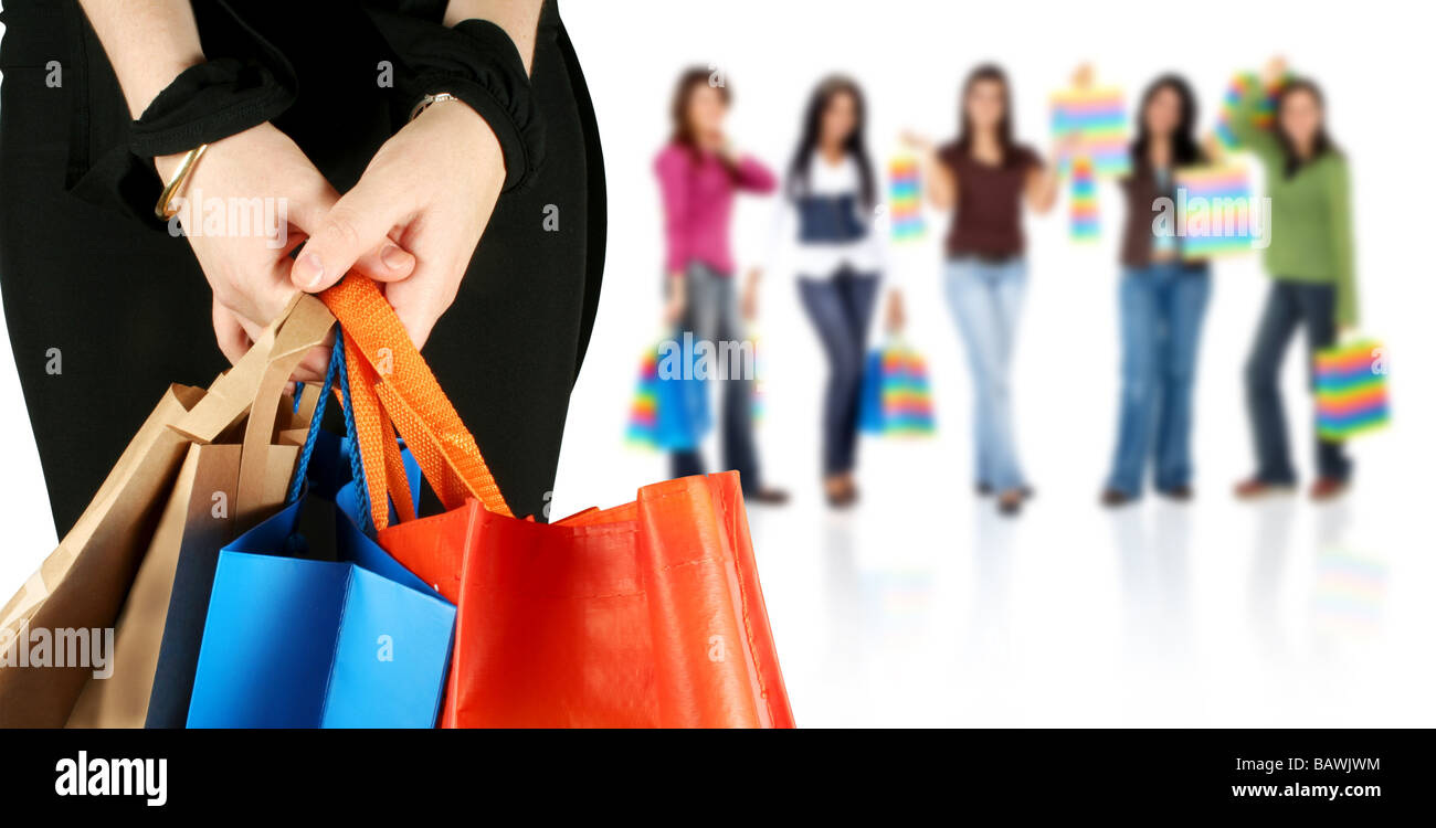 group of girls shopping Stock Photo - Alamy