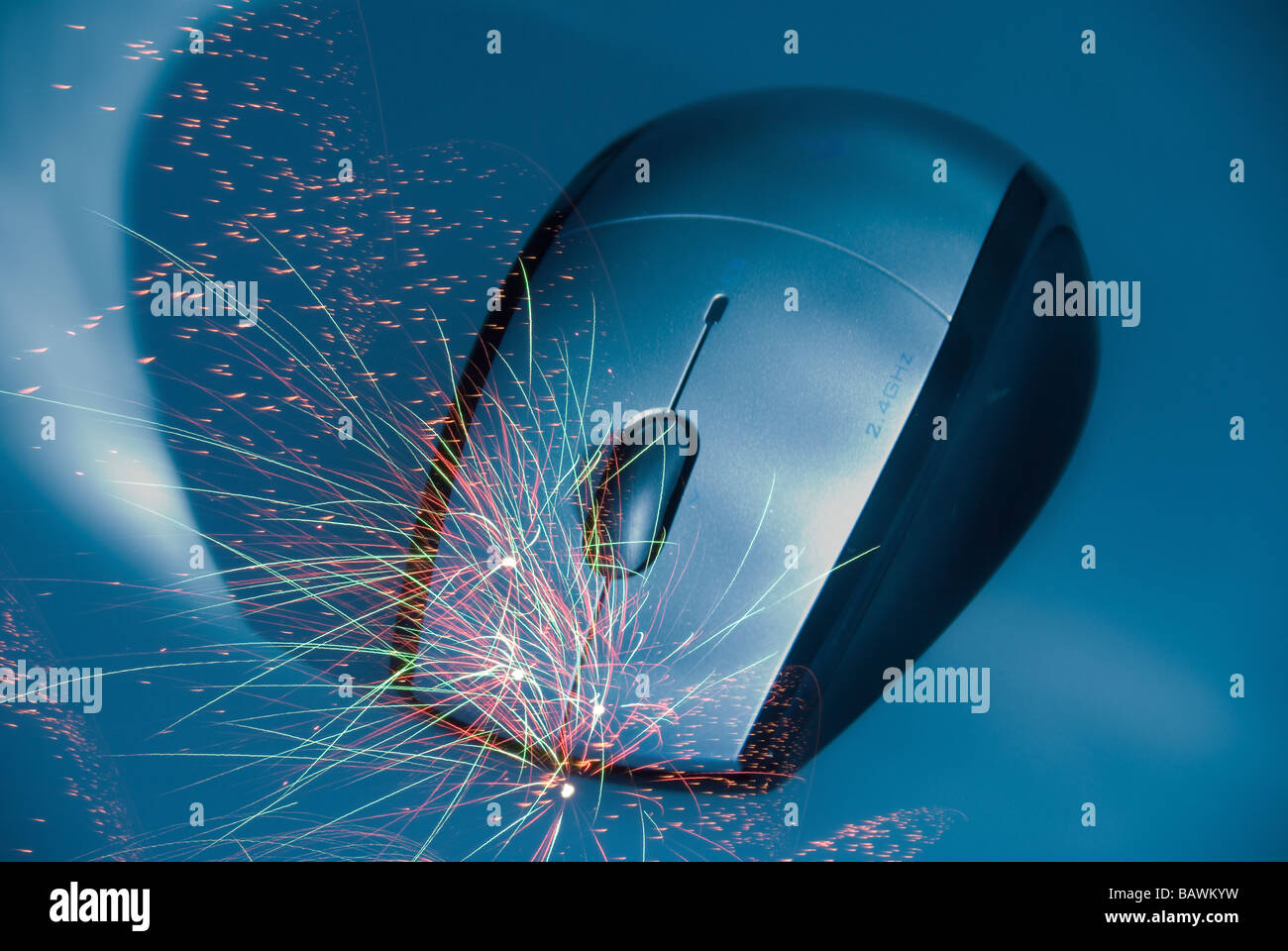 Digital art of a computer mouse and sparks Stock Photo - Alamy