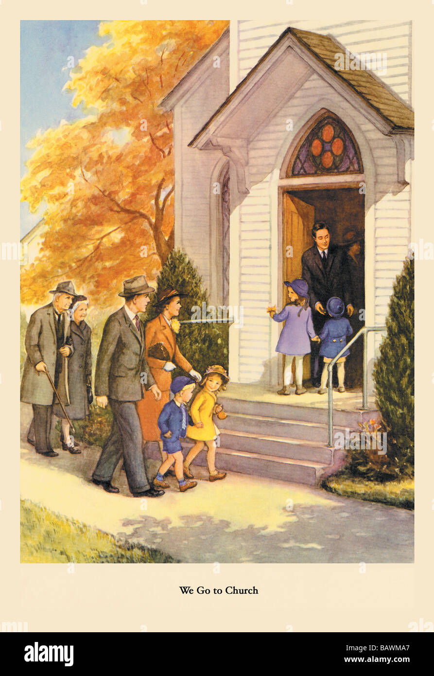 We Go to Church Stock Photo - Alamy