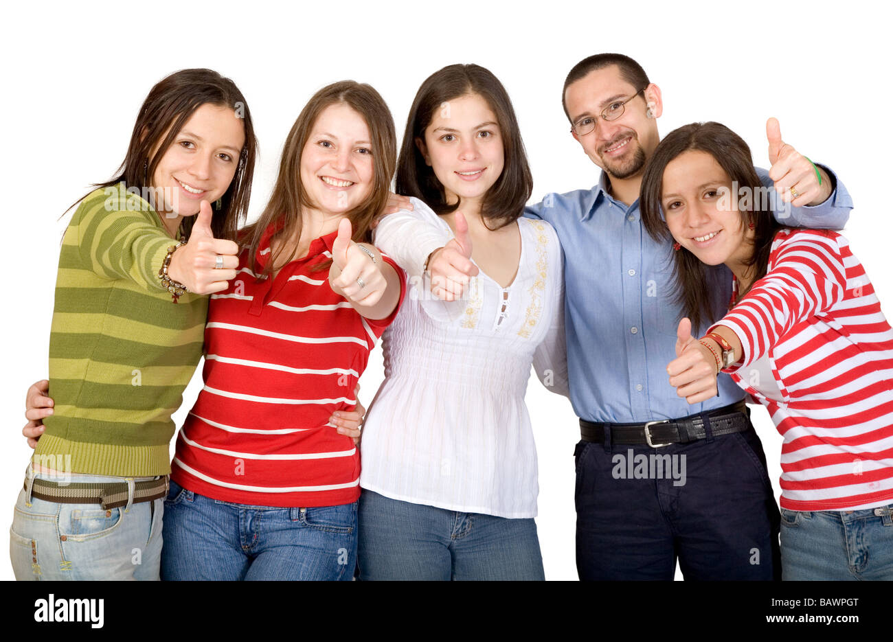 happy friends - thumbs up Stock Photo - Alamy