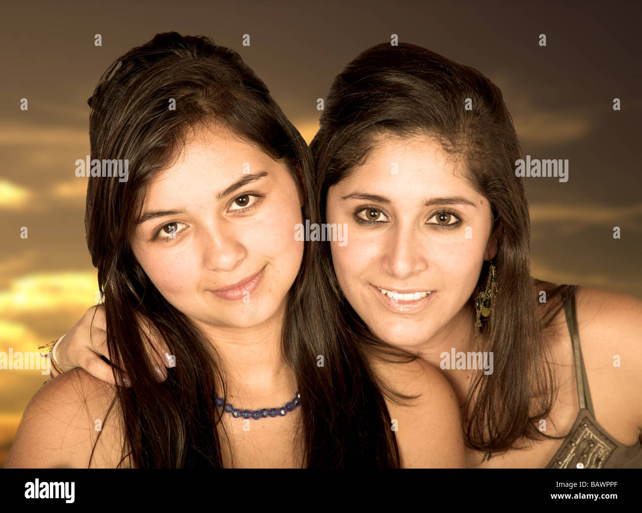 beautiful young girls - sunset Stock Photo - Alamy