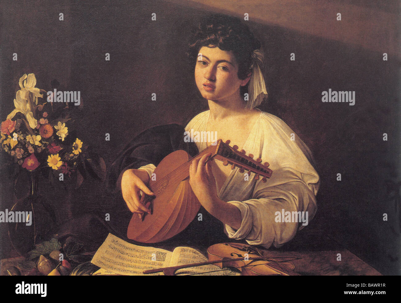 Musician Playing Lute Stock Photo - Alamy