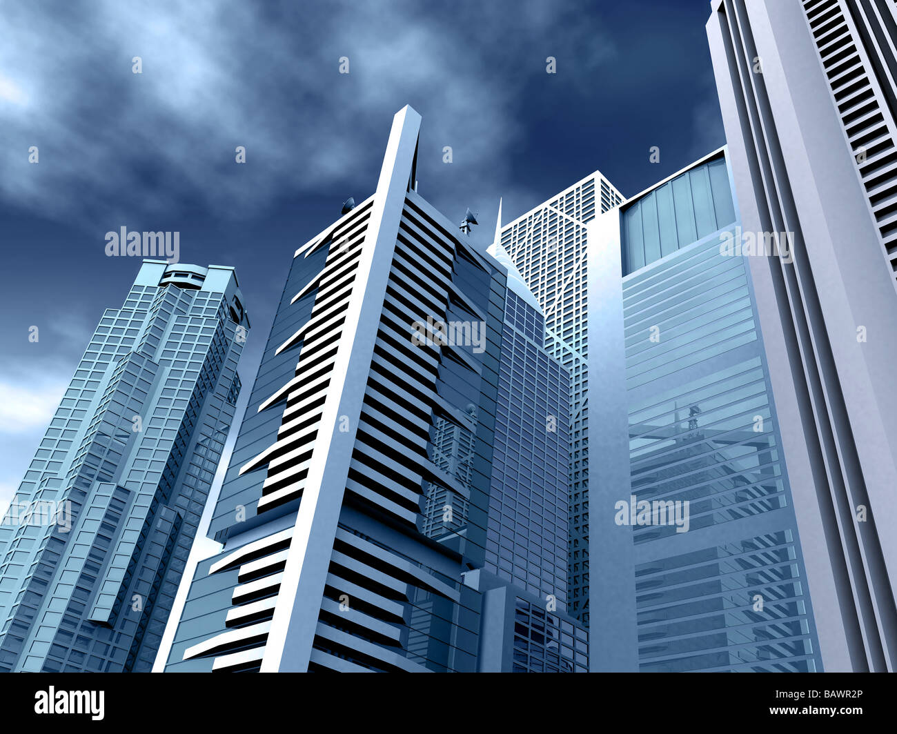 corporate buildings in blue tones Stock Photo - Alamy
